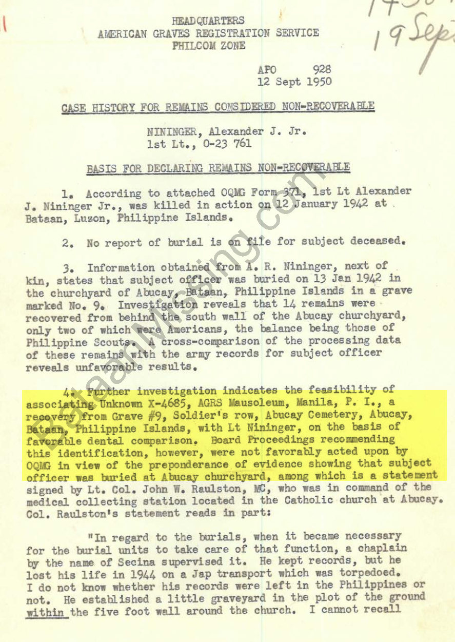 1LT Alexander Nininger 1 – Remains of Medal of Honor Recipient Not ...
